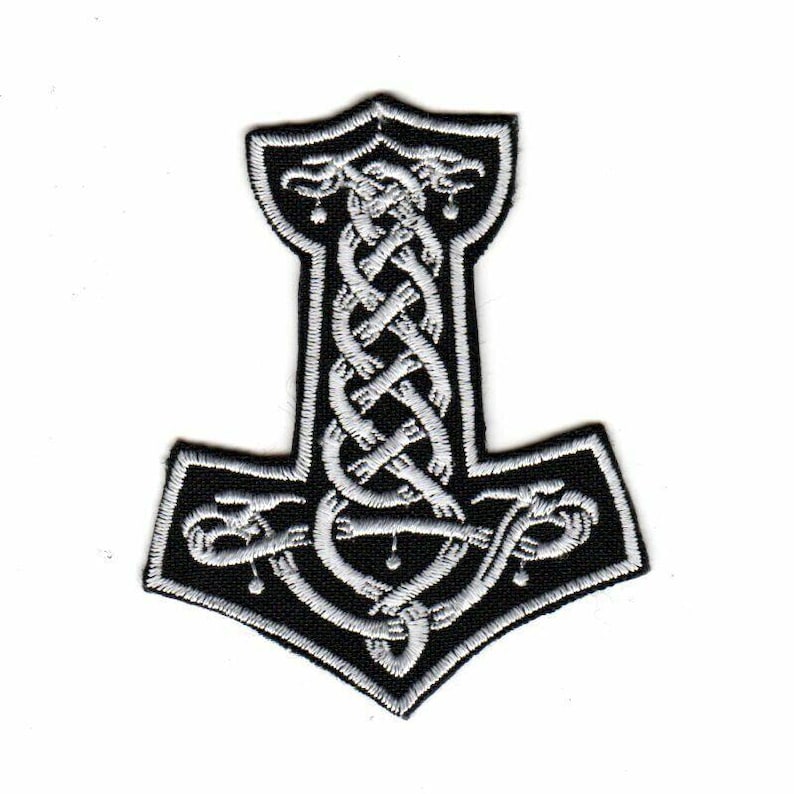 Thor's Hammer Mjölnir Patch - Mjolnir Thunder God Viking Norse ...