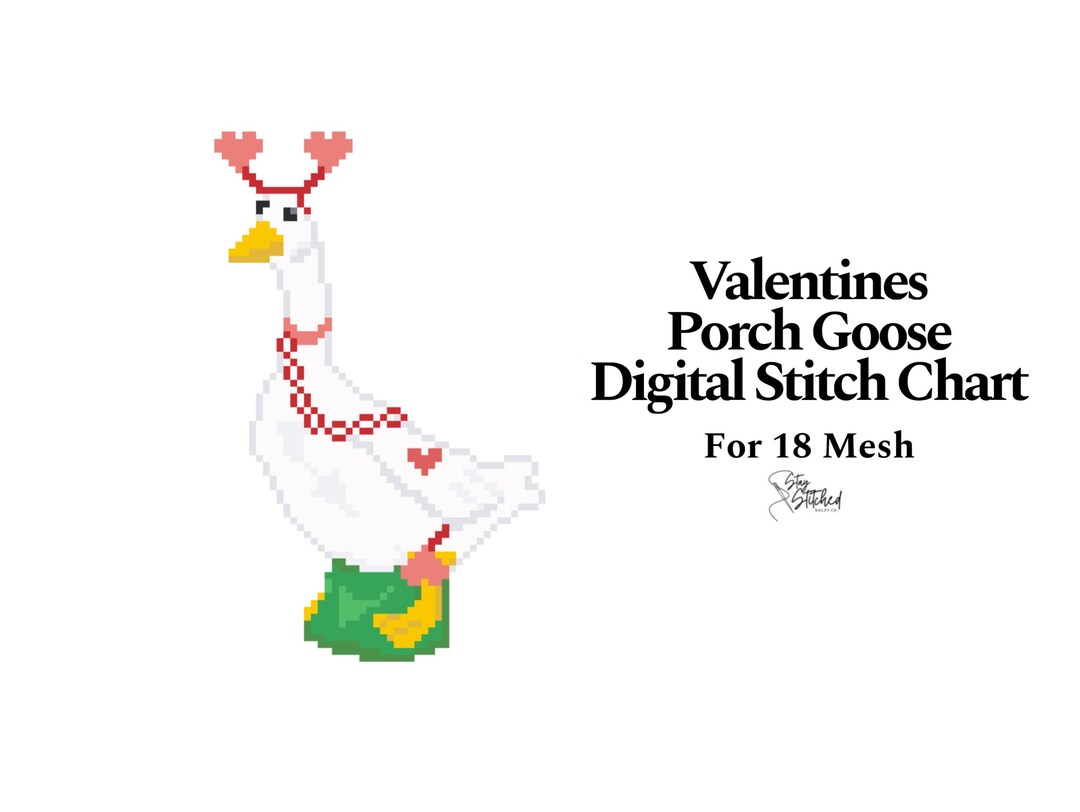 Porch Goose Valentines Needlepoint Chart | Digital Needlepoint Chart - Etsy