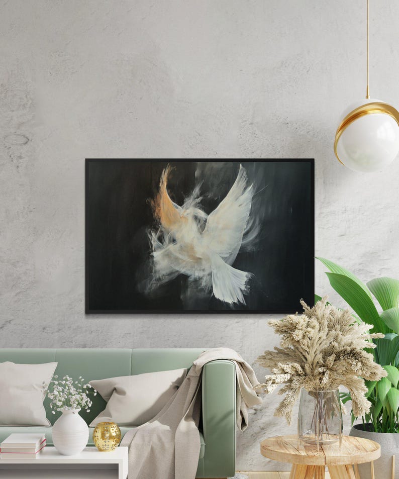 Modern Abstract Dove Art Print, Beautiful Digital Wall Art, Soothing ...