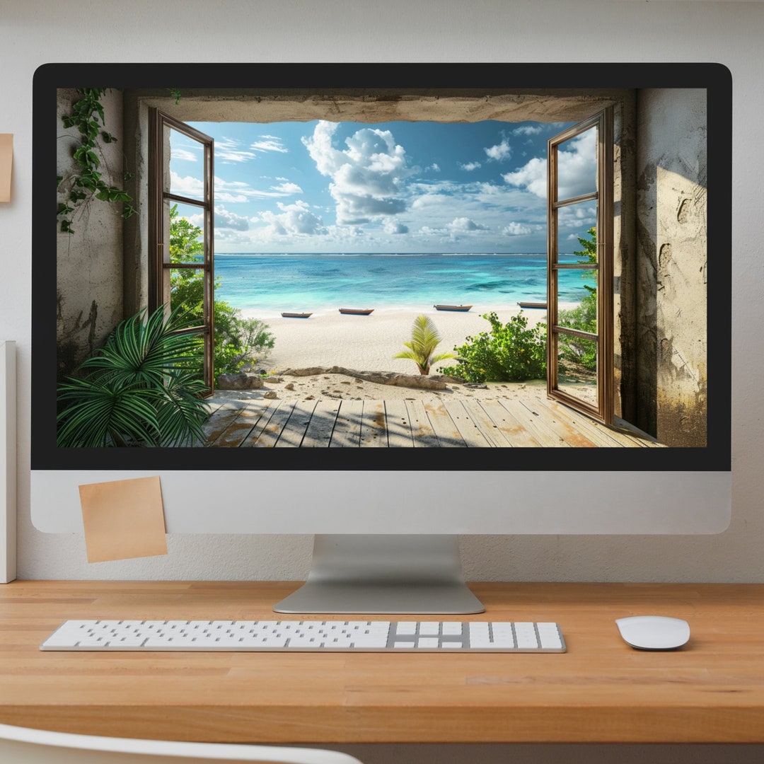 Stunning Beach View Desktop Wallpaper, Tropical Paradise Background ...