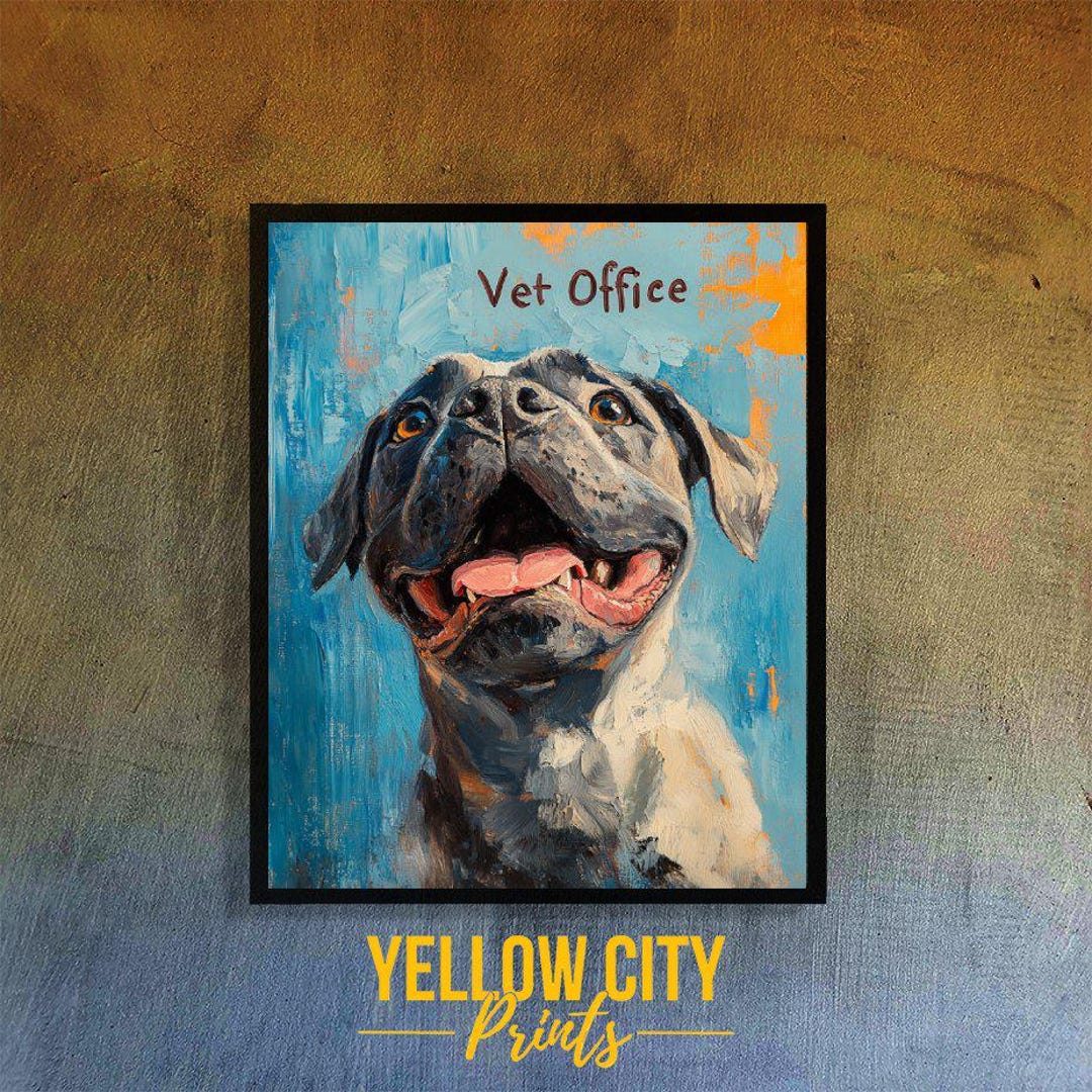 Digital Wall Art Funny Dog Painting Veterinary Office Decor Animal ...