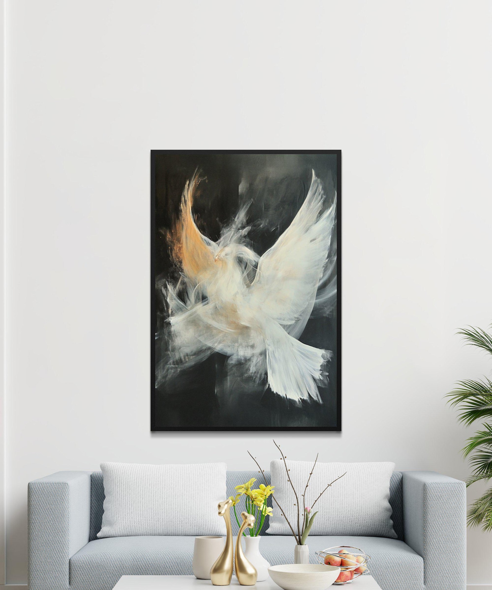 Modern Abstract Dove Art Print, Beautiful Digital Wall Art, Soothing ...