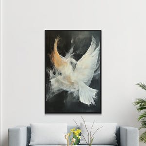 Modern Abstract Dove Art Print, Beautiful Digital Wall Art, Soothing ...