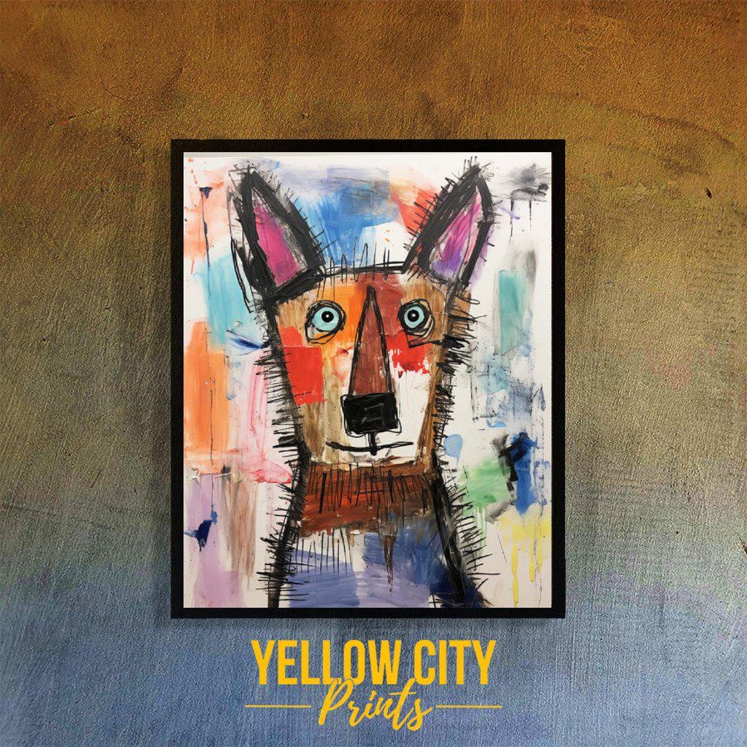 Colorful Abstract Dog Art Print, Child Style Illustration Vibrant Dog ...