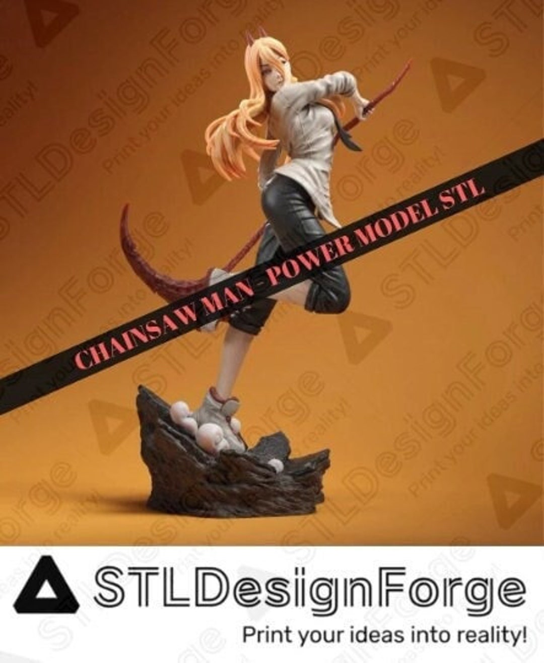 Demonic Elegance Unleashed Power STL Model From Chainsaw Man Power STL File Chainsaw Man Fan Art ...