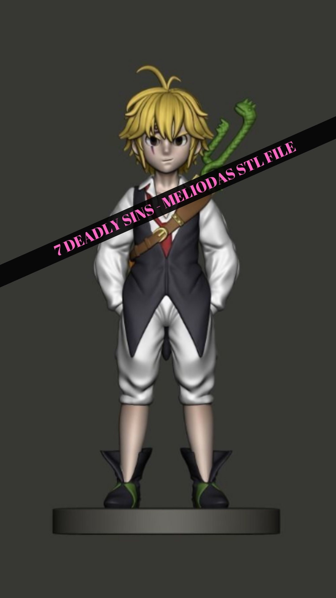 7 Deadly Sins Meliodas STL File Anime STL File Game Fan Art STL 3D ...