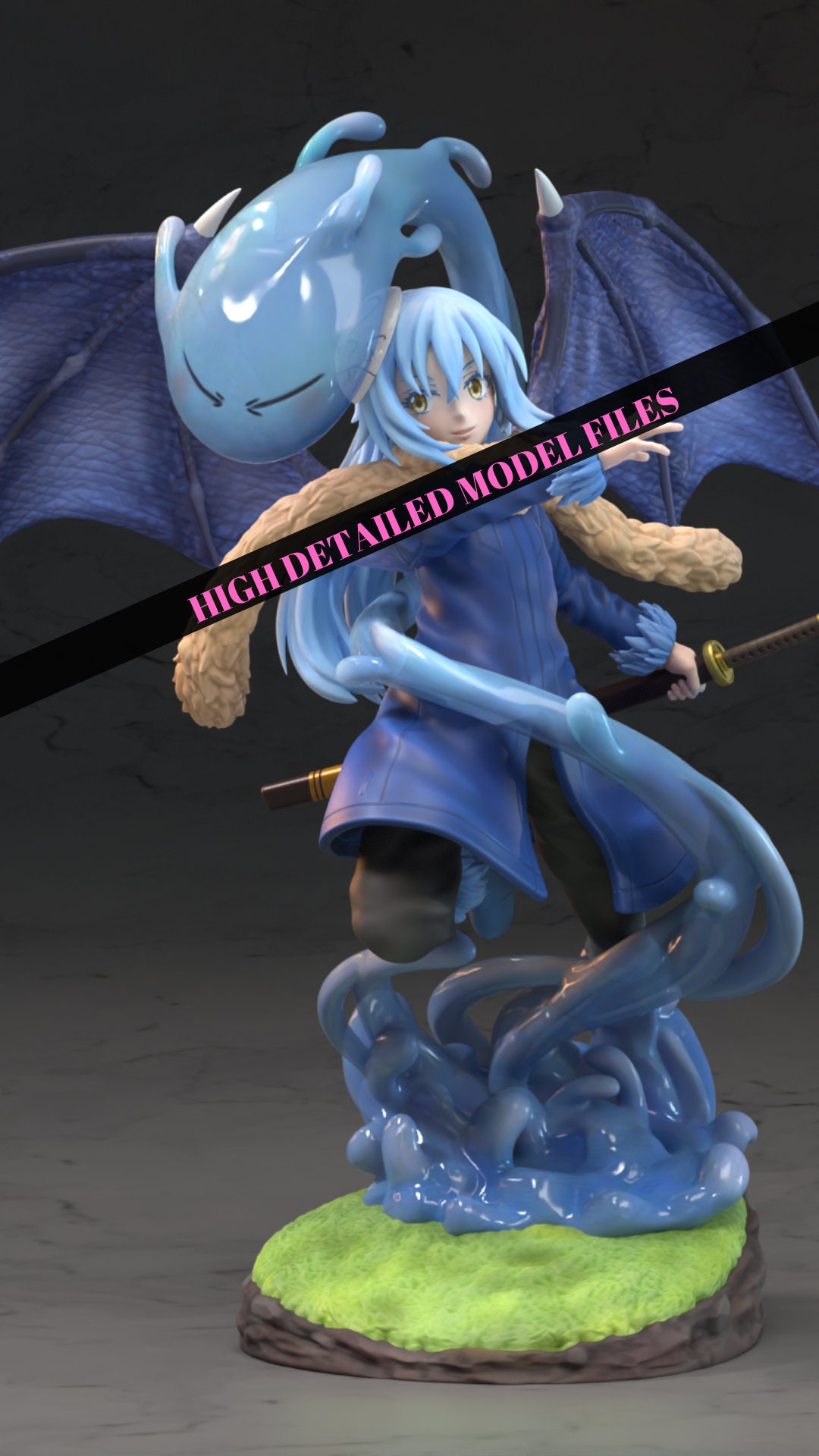 Rimuru Tempest STL File Anime Girl STL File Cute Girl STL Game Fan Art ...