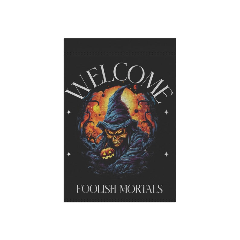 Scary Skeleton Halloween Banner Spooky Welcome House Banner Goth Garden ...