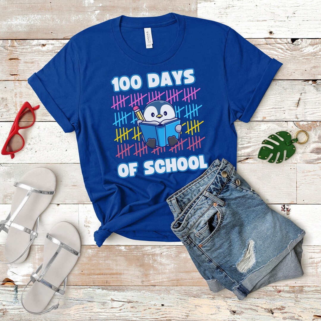 100 Days of School Shirt, Penguin Lover Tshirt, 100 Tally Marks Shirt ...