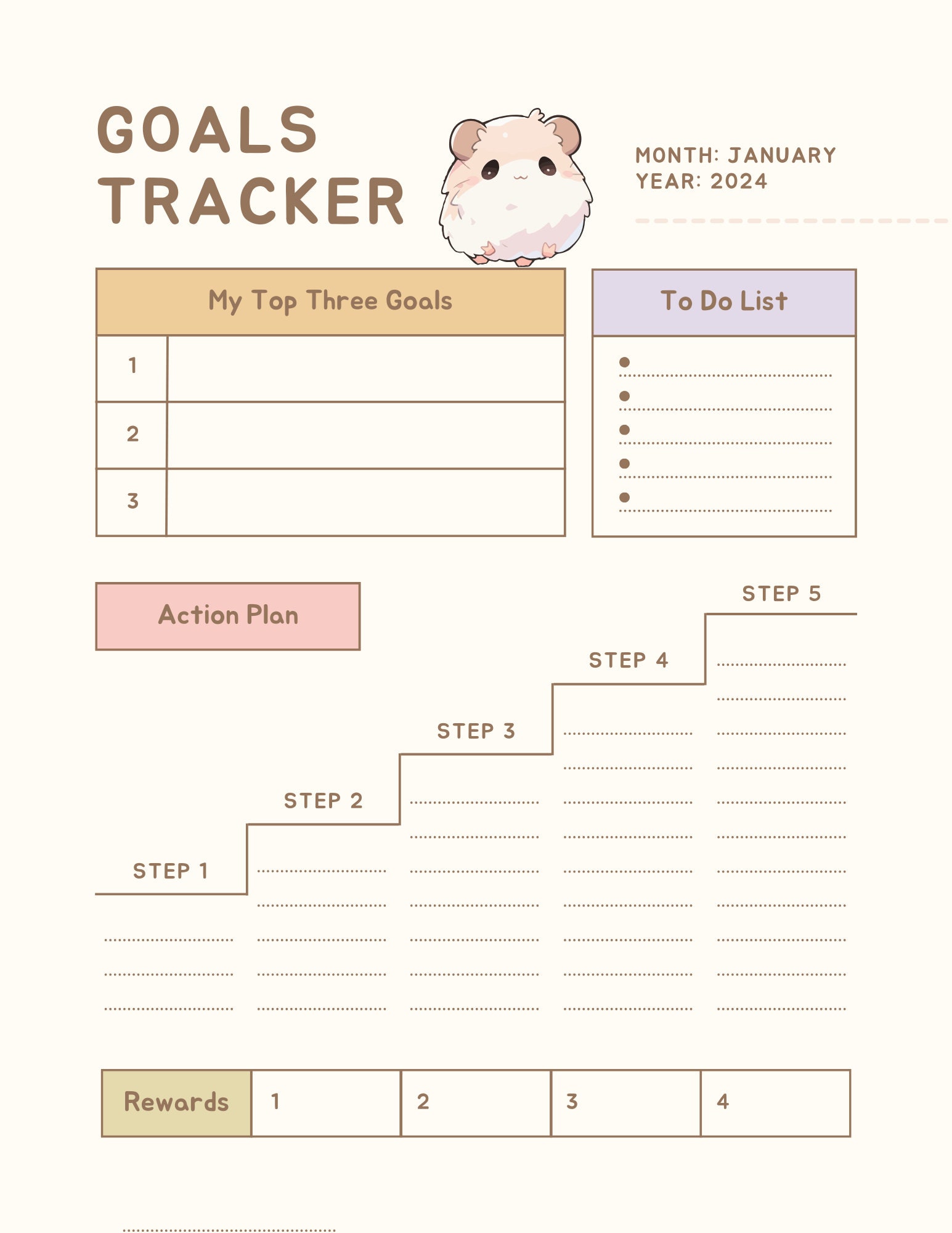 JJ 12 Month Goal Tracker Template - Etsy