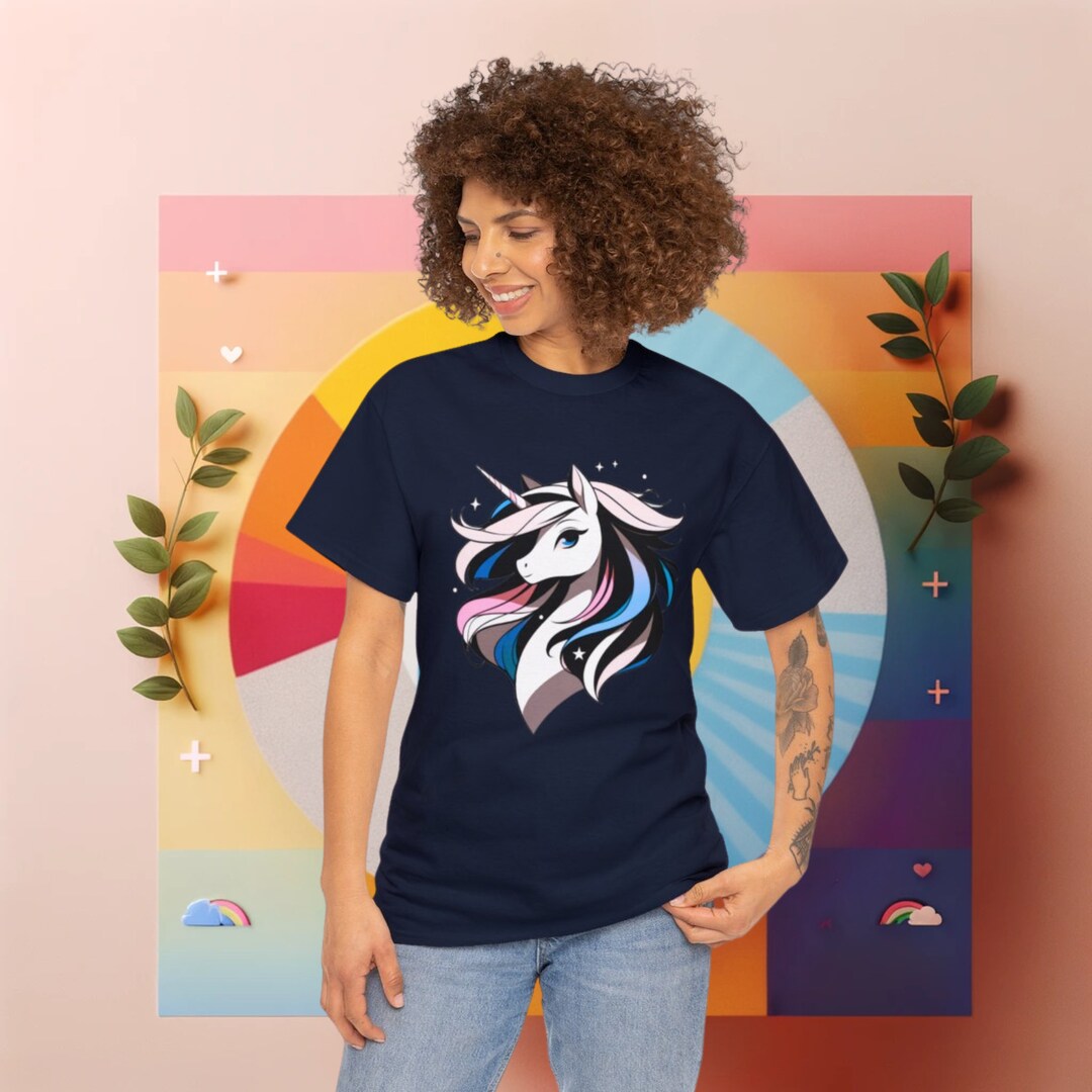 Trans Pride Unicorn Cotton Tee Comfortable Unisex T-shirt With Discreet ...