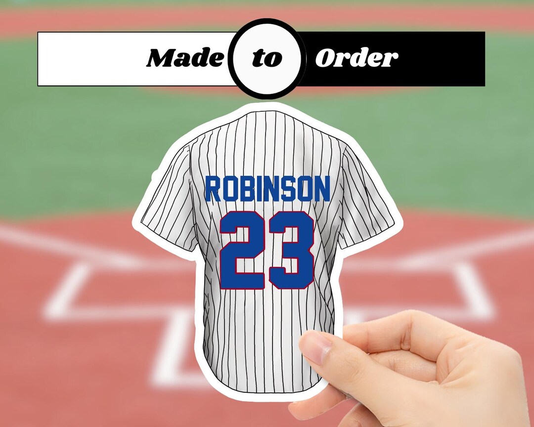 Personalized Baseball Jersey Sticker - Hand Drawn, Custom Name Jersey ...