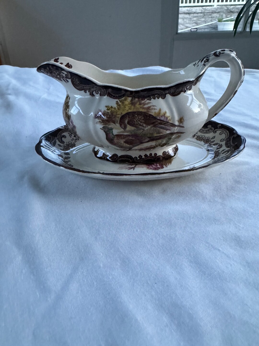 RARE Royal Worcester Palissy Game Series Gravy Boat and Dish Set C1960s ...