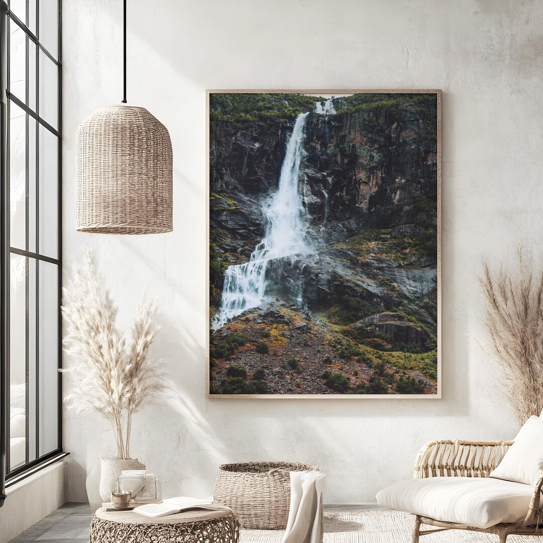 Waterfall Photo Moss Green Fall Colors Home Decor Wall Art Falls in the ...