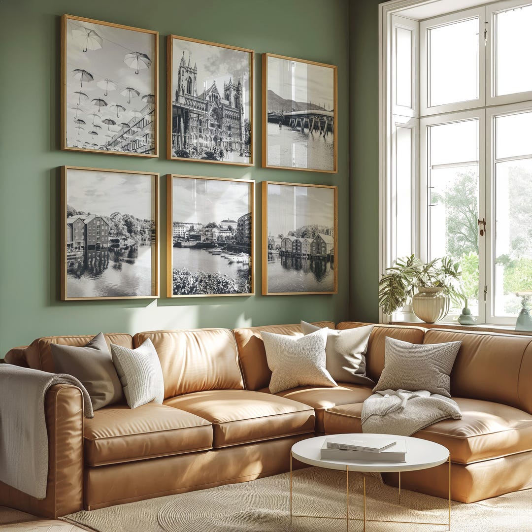 Printable Set of 6 Trondheim City Scape Print Black White Norway Travel ...