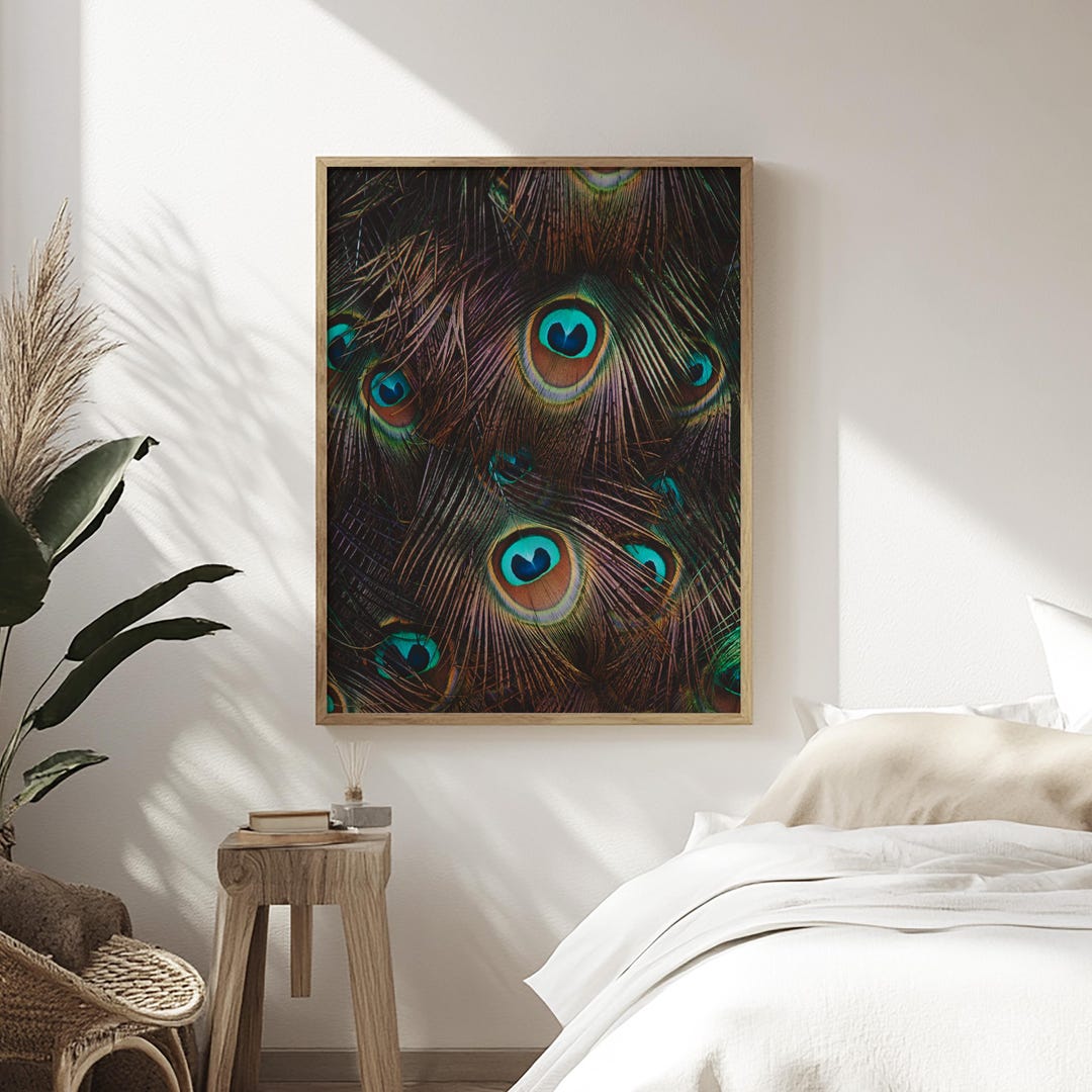 Peacock Poster Dark Cottagecore Ornamental Art Botanical Bird Feather ...