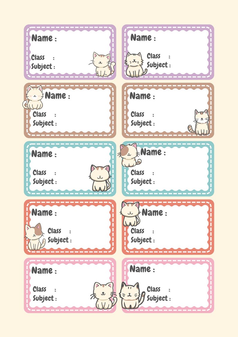 10 Name Labels for Notebooks Back to School Printable PDF - Etsy