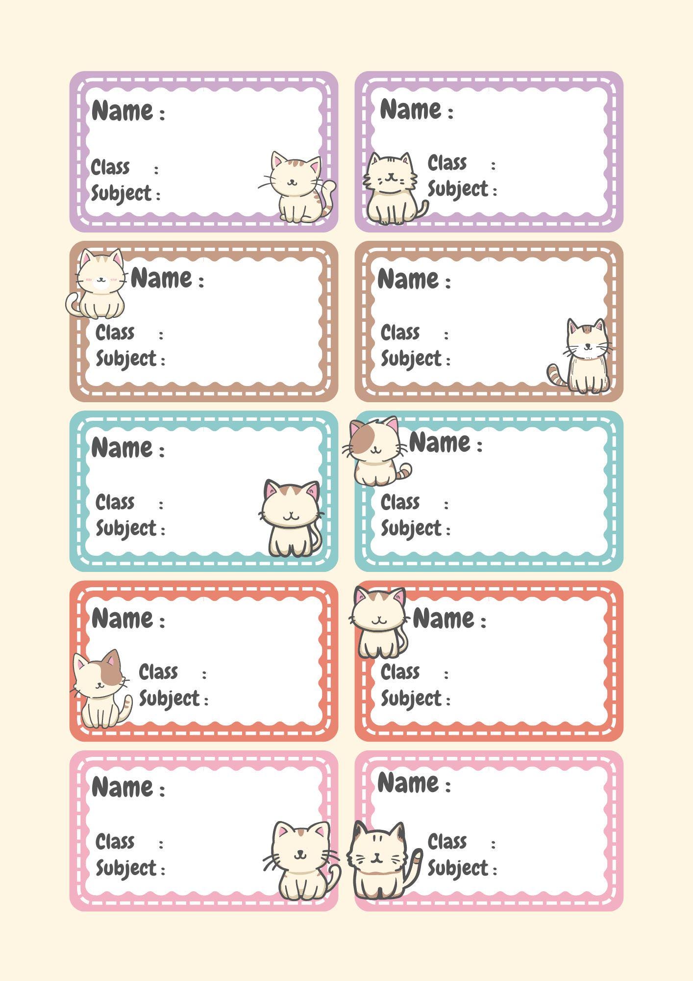10 Name Labels for Notebooks Back to School Printable PDF - Etsy