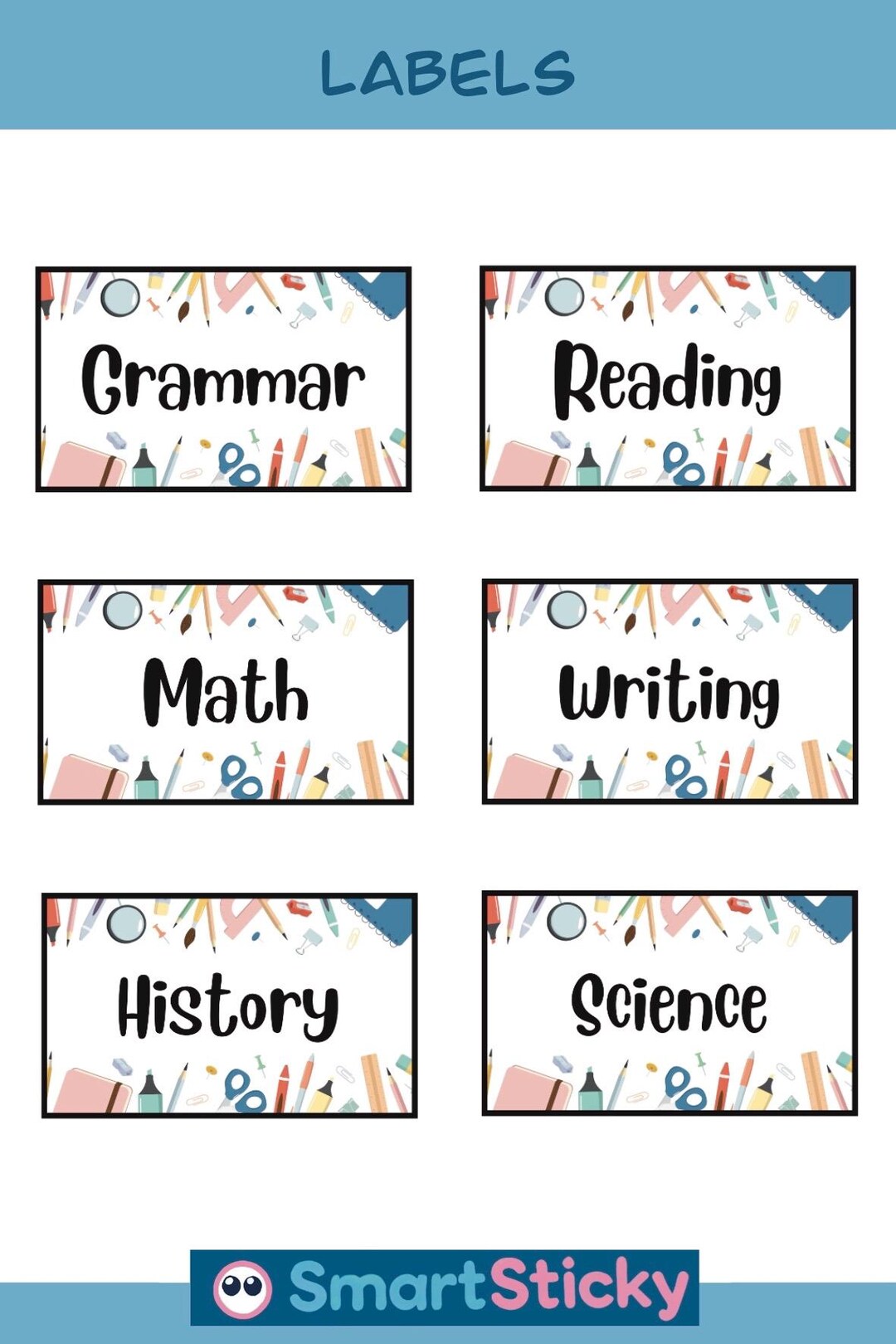 School Subjects Adhesive Labels for Notebook Back to School - Etsy