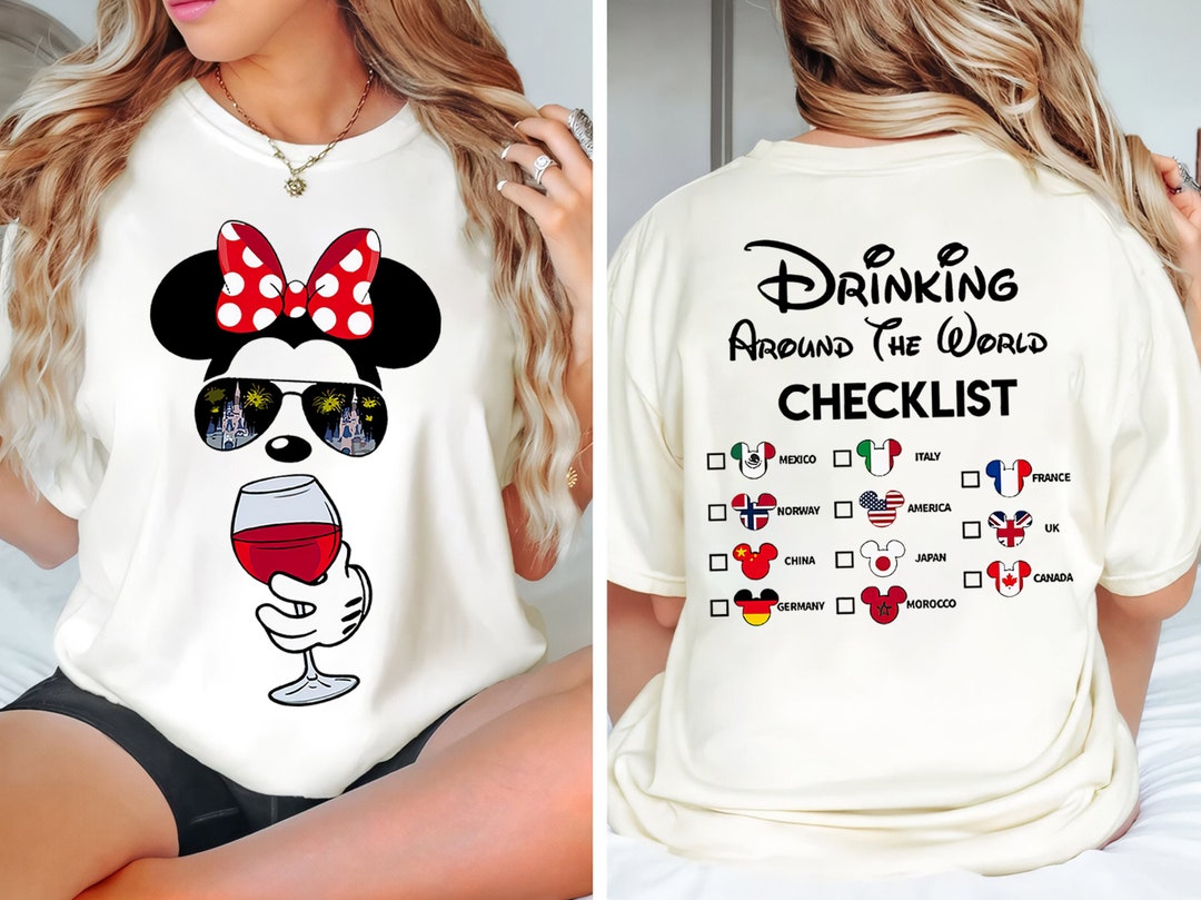 Mickey Beer Minnie Wine Front and Back Shirt, Epcot Drinking Around the ...