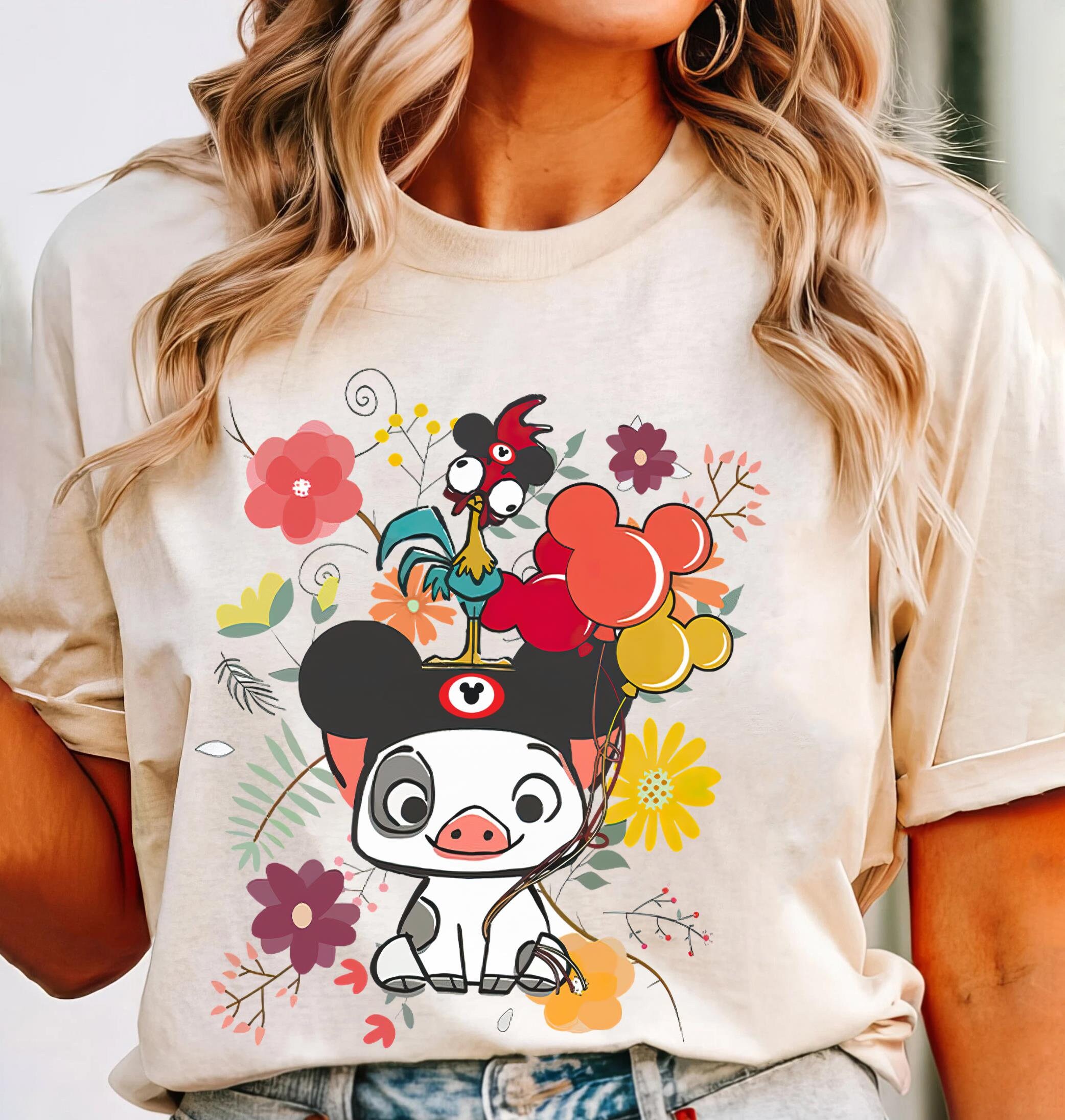 Vintage Disney Moana Shirt, Moana Princess Hei Hei and Pua Floral T ...