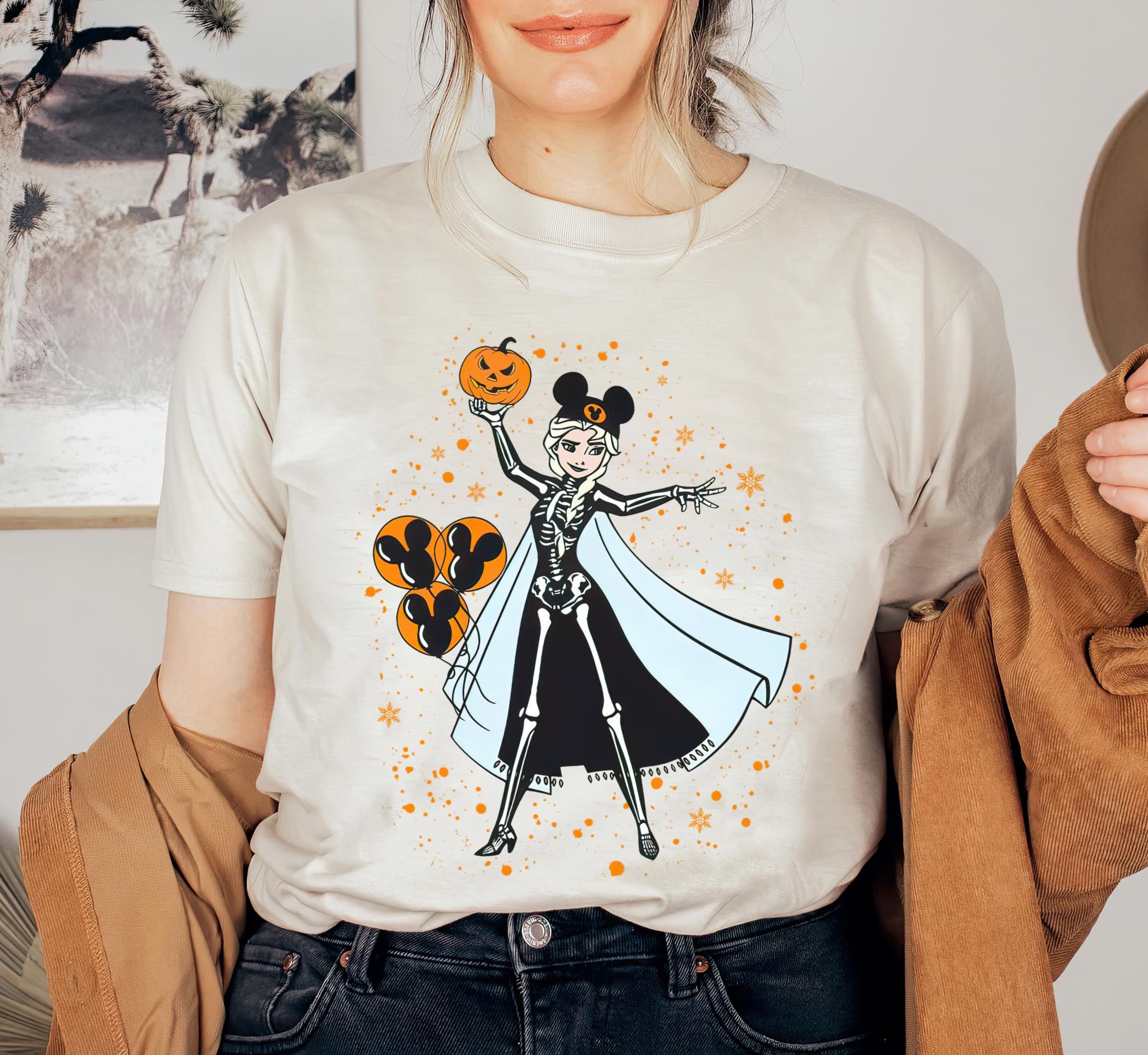 Disney Frozen Elsa Princess Skeleton Halloween Shirt, Balloon Pumpkin T ...