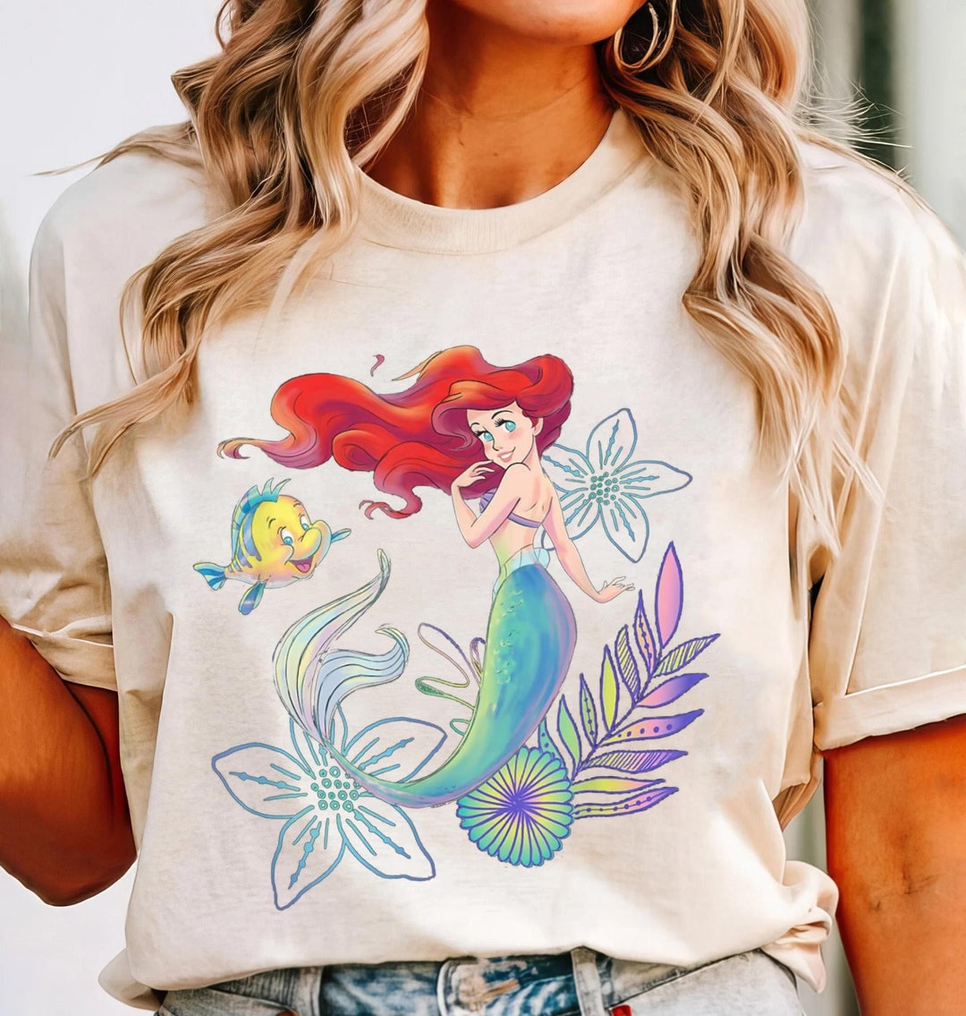 Disney the Little Mermaid Ariel Princess Shirt, Ariel and Flounder Sea ...