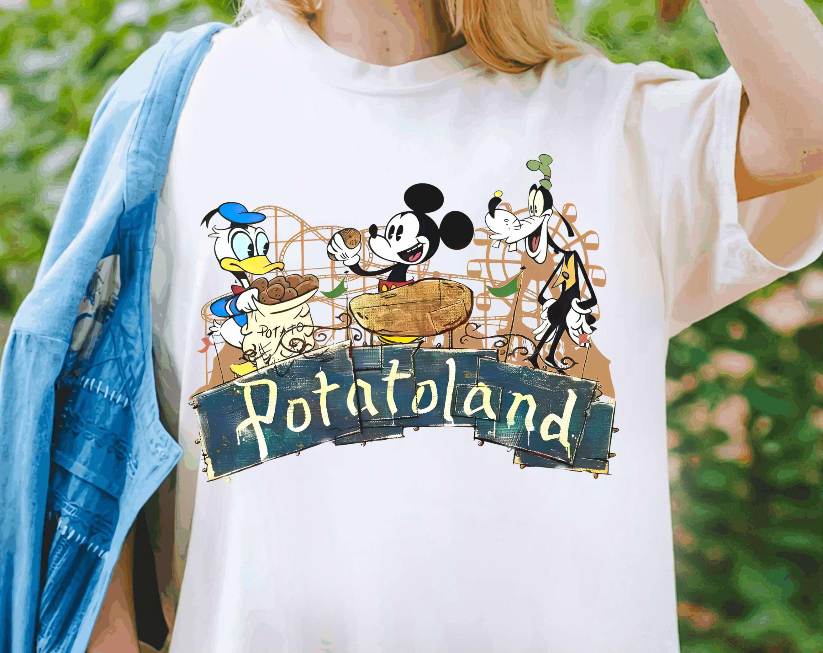 Disney Mickey Goofy Donald Welcome to Potatoland Shirt, Vintage Mickey ...