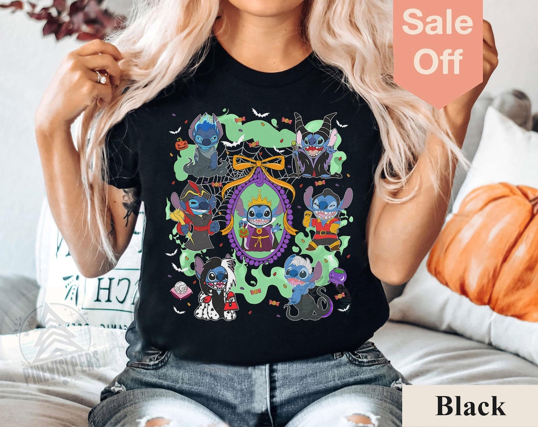 Disney Stitch Villains Coquette Bow Halloween Shirt, Maleficent Scar ...