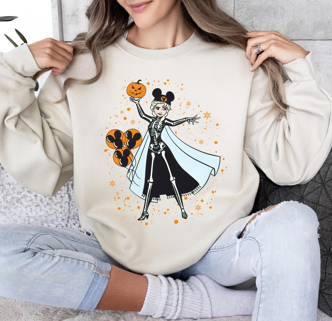 Disney Frozen Elsa Princess Skeleton Halloween Shirt, Balloon Pumpkin T ...