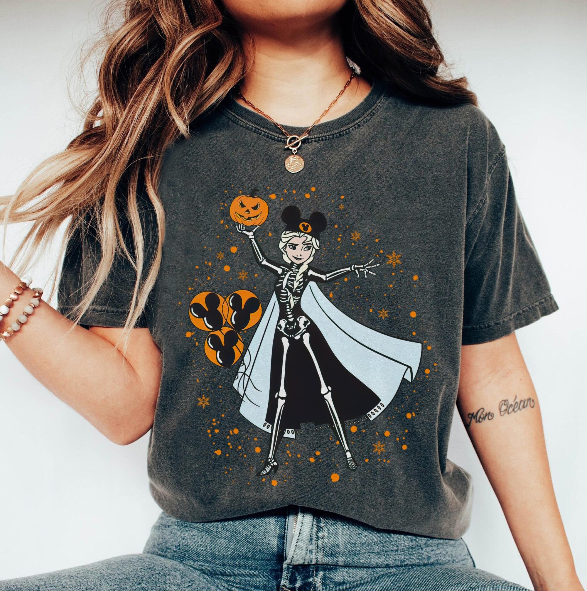 Disney Frozen Elsa Princess Skeleton Halloween Shirt, Balloon Pumpkin T ...