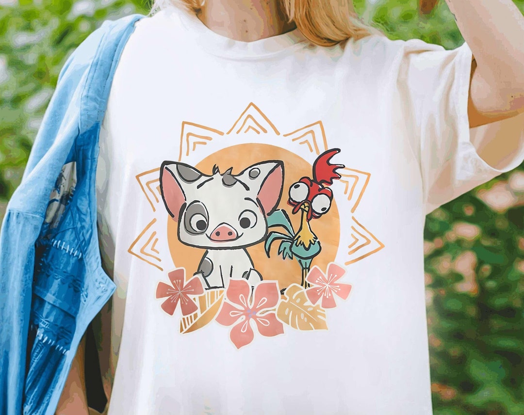 Disney Hei Hei and Pua Floral Shirt, Moana Princess T-shirt, Disneyland ...