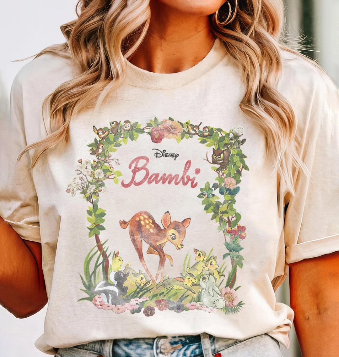 Retro Disney Bambi Floral Shirt, Bambi and Friends Disneyland T-shirt ...
