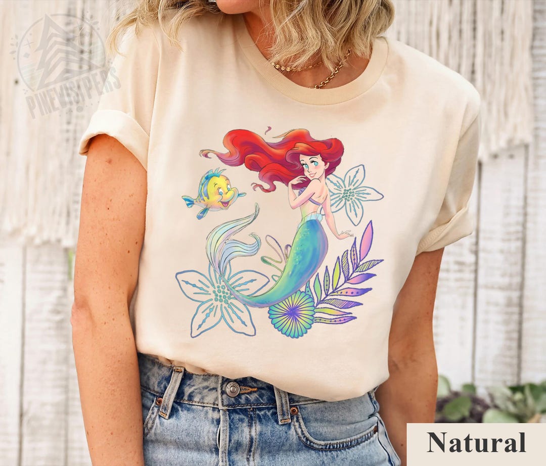 Disney the Little Mermaid Ariel and Flounder Sea Shirt, Ariel Princess ...