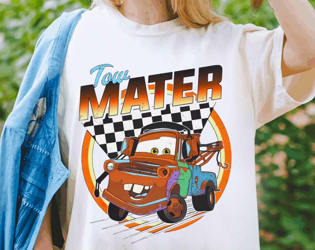 Retro 90S Disney Cars Tow Mater Checkerboard Racing Shirt, Tow Mater ...