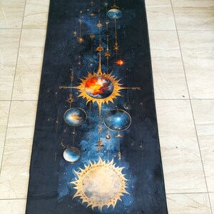 Celestial Pattern Moon and Flowers Runner, Celestial Rug, Celestial ...