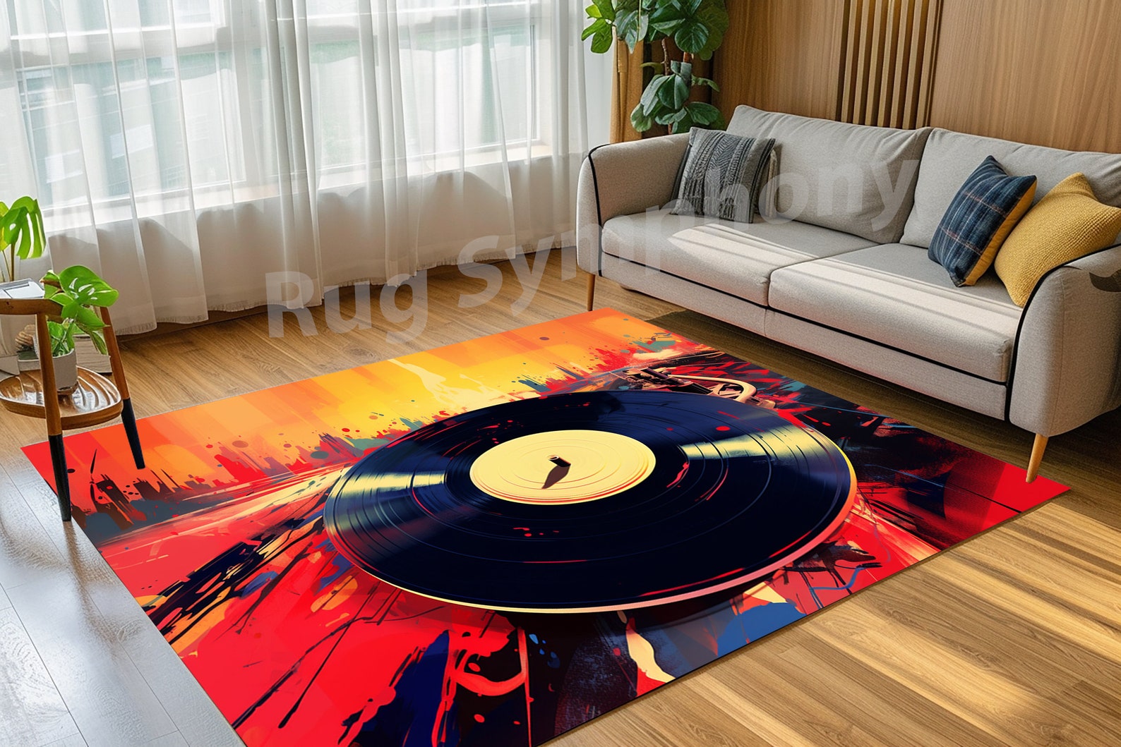 Graffiti Record Rug, Record Rug, Graffiti Retro Record Rug, Record ...