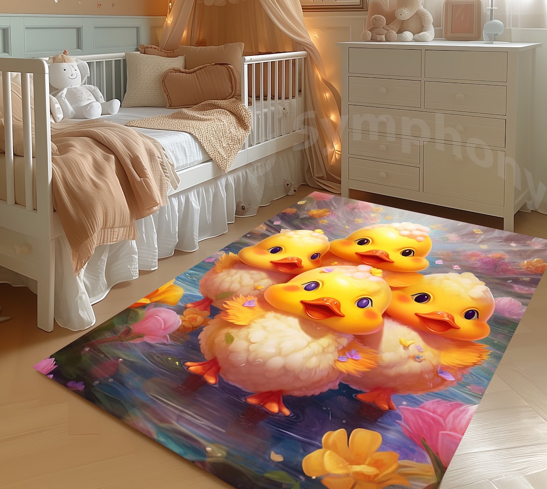 Cute Ducks Rug, Yellow Duck Rug, Girls Room Rug, Girls Room Area Rug ...