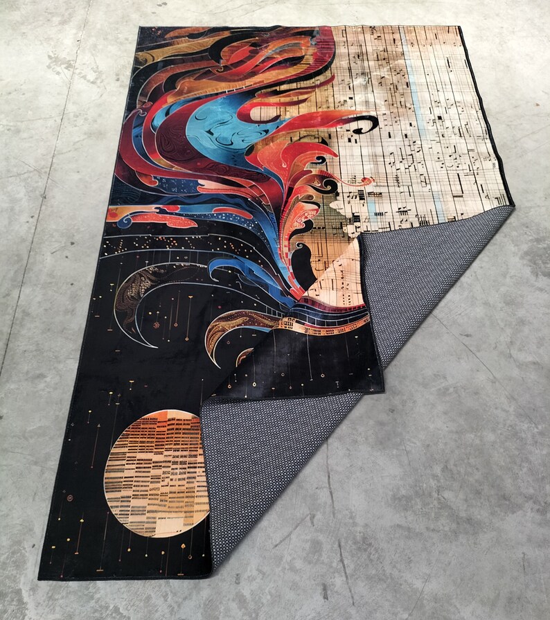 Abstract Music Rug, Music Art Rug, Music Store Rug, Music Notes Rug ...