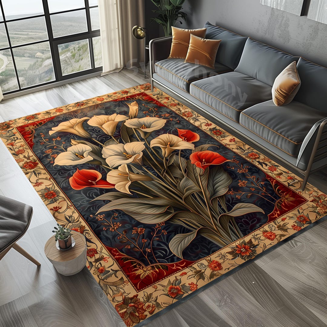 Lily of the Valley Rug, Rustic Lilies Rug, Lily Rug, Lilies Area Rug ...