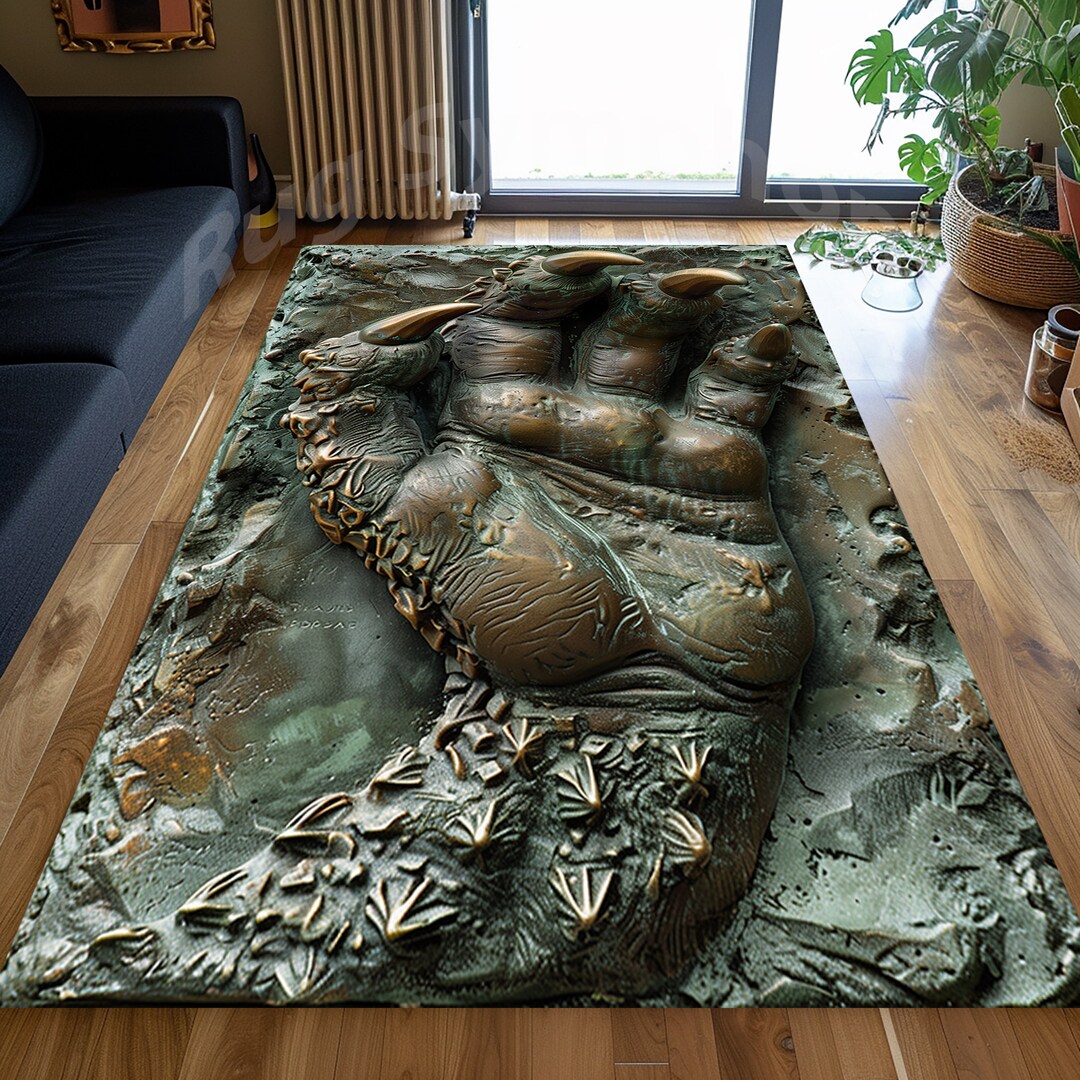 3D Look Scary Alien Rug, Prehistoric Dinosaur Rug, Dinosaur Area Rug ...