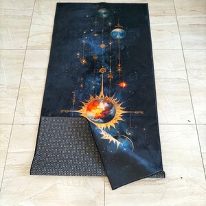 Celestial Pattern Moon and Flowers Runner, Celestial Rug, Celestial ...