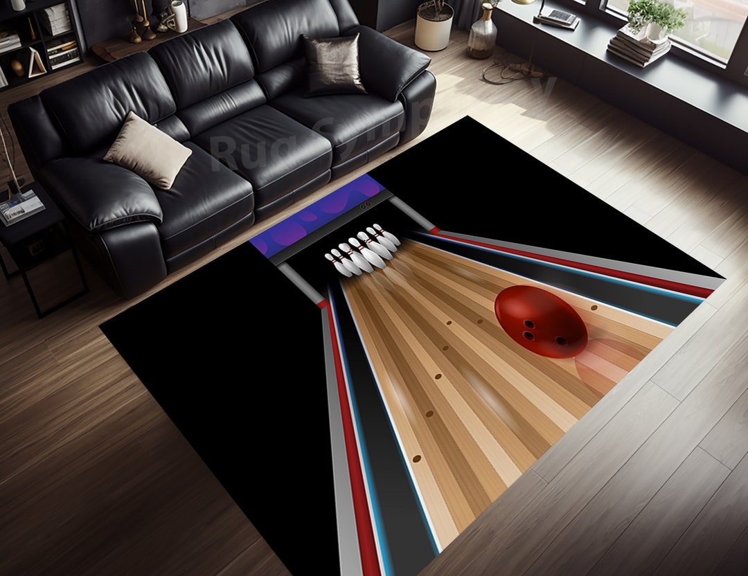 Bowling Track Realistic Composition Rug, Bowling Track Rug, Bowling Rug ...