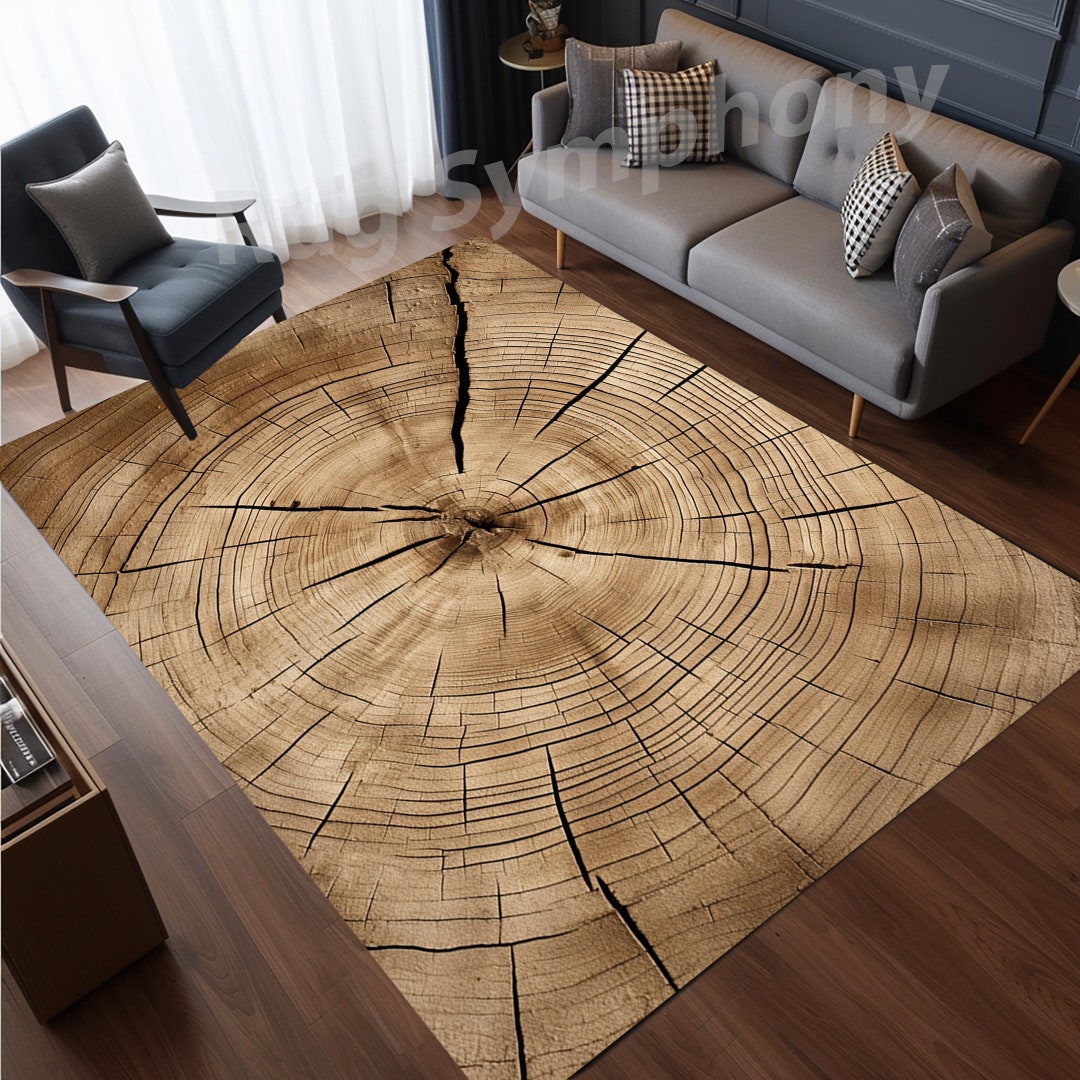 Wood Texture Rug, Tree Ring Rug, Tree Ring Area Rug, Tree Annual Ring ...