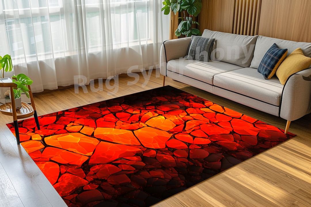 Lava Rug, Hot Lava in the Living Room Rug, Volcano Rug, Hot Lava Area ...