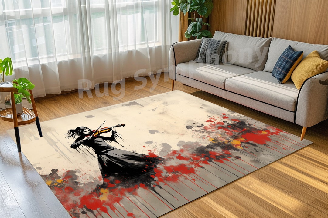 Abstract Violin Rug, Graffiti Style Violin Rug, Music Graffiti Rug ...
