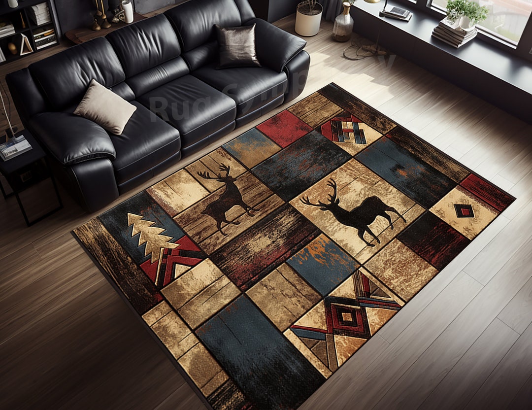 Rustic Deer Area Rug: Wild Animals Cabin Decor - Etsy