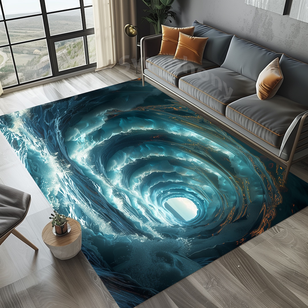 3D Look Rug, 3D Vortex Rug, Spiral Sea Rug, Spiral Vortex Rug, 3D ...