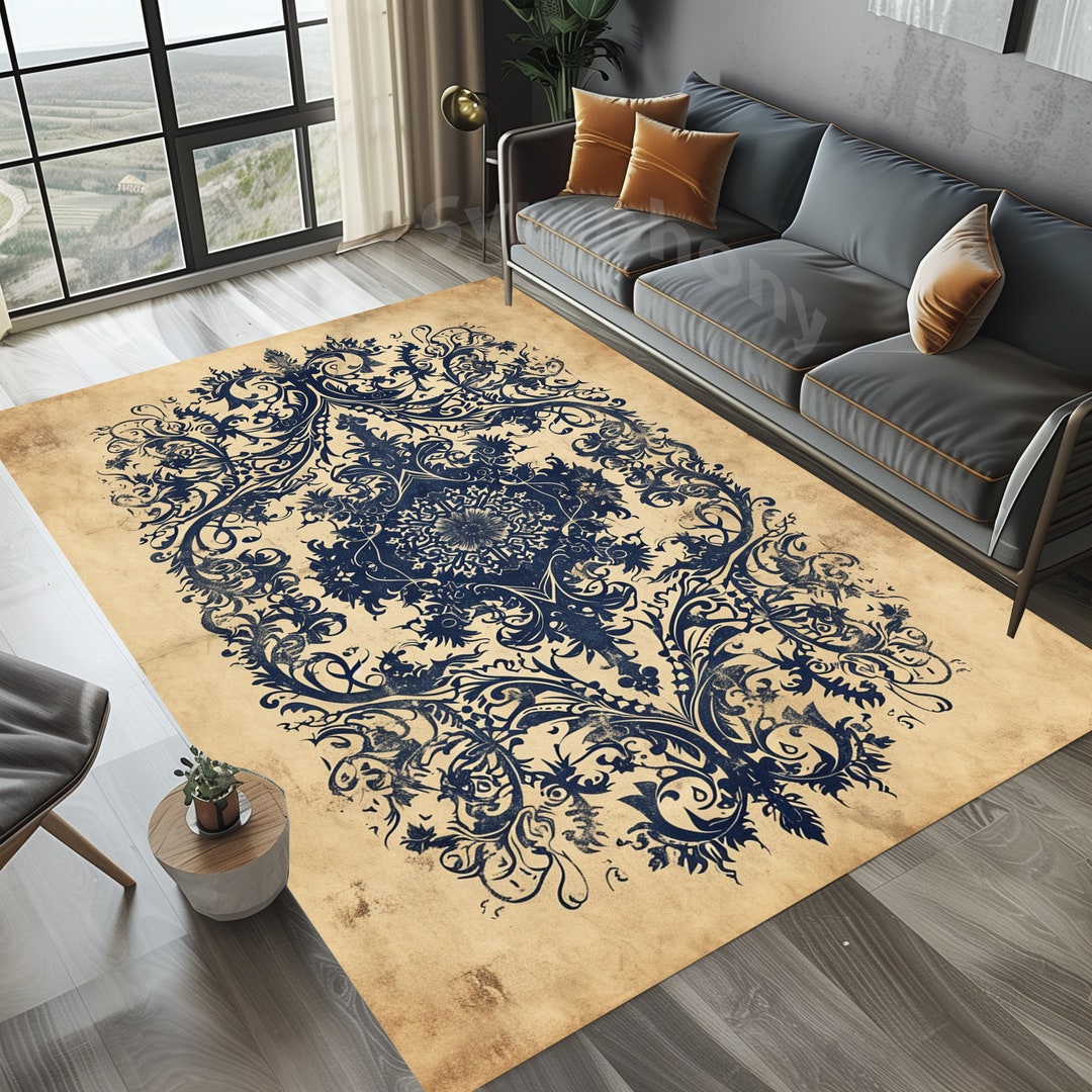 Vintage Soft Rug, Distressed Rug, Washable Persian Design Vintage Look ...