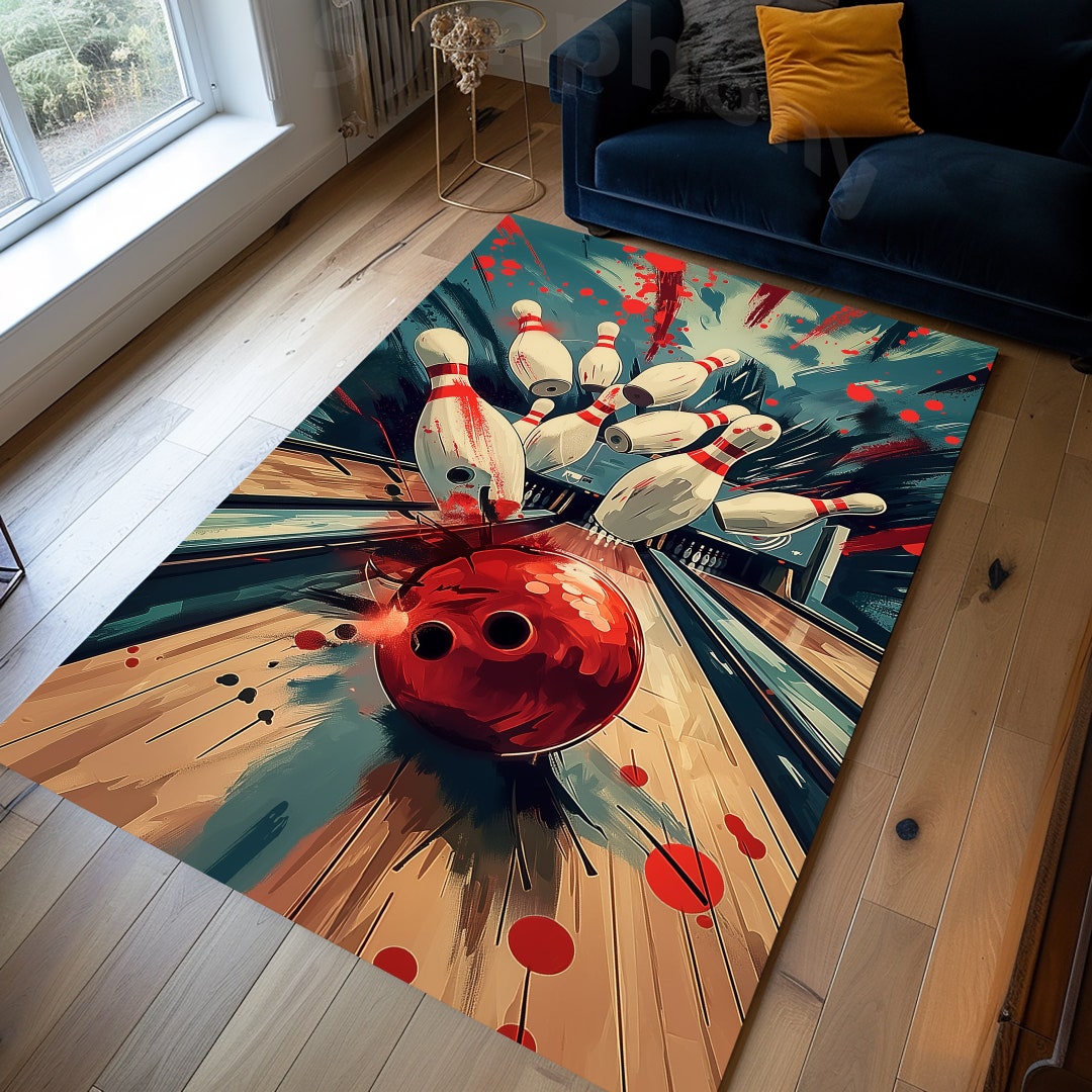 Bowling Art Rug, Bowling Track Rug, Bowling Rug, Bowling Lanes Rug ...